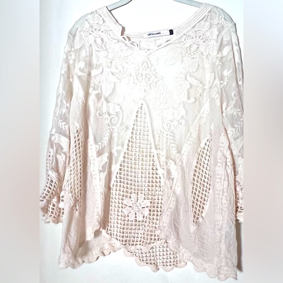 Origami | Tops | Origami By Vivien Cream Embroidered Lace Swim Suit ...